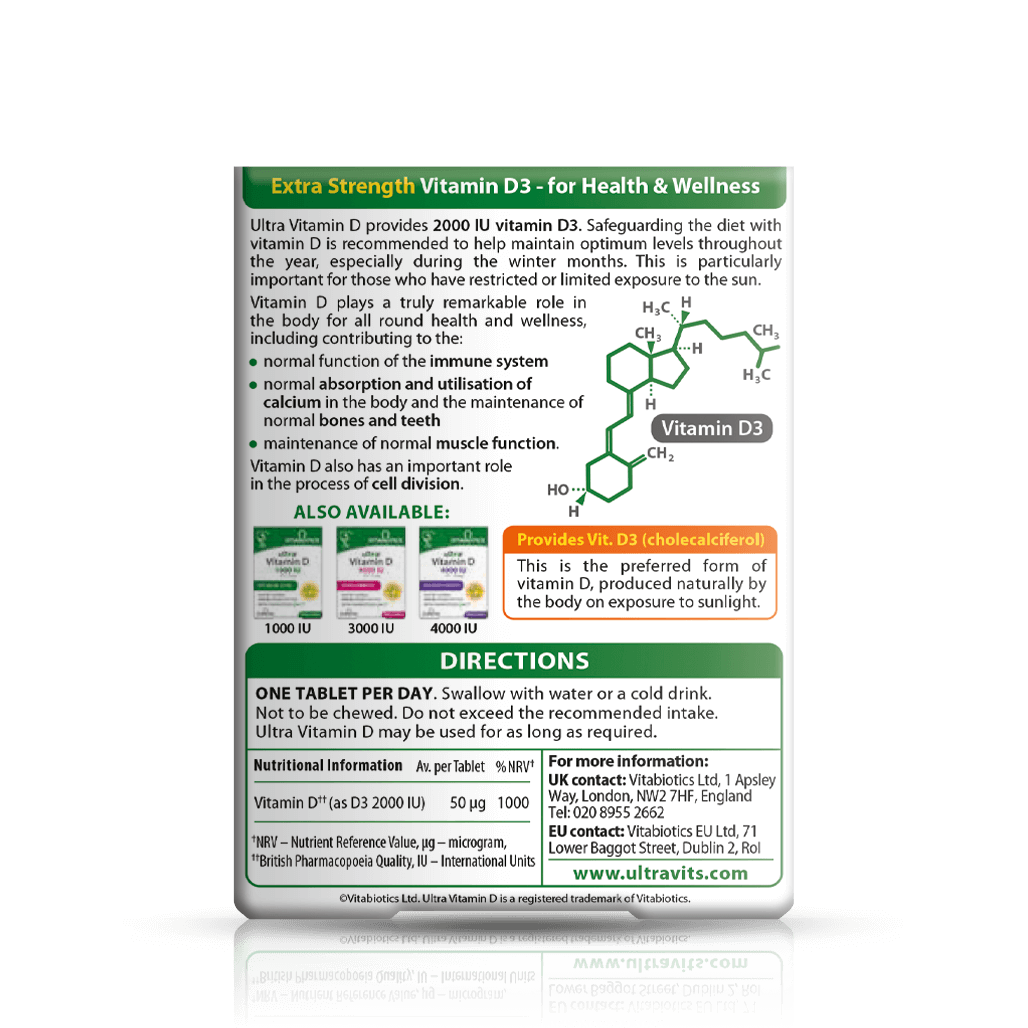 Ultra Vitamin D 2000IU By Vitabiotics® | Vitamin D Tablets