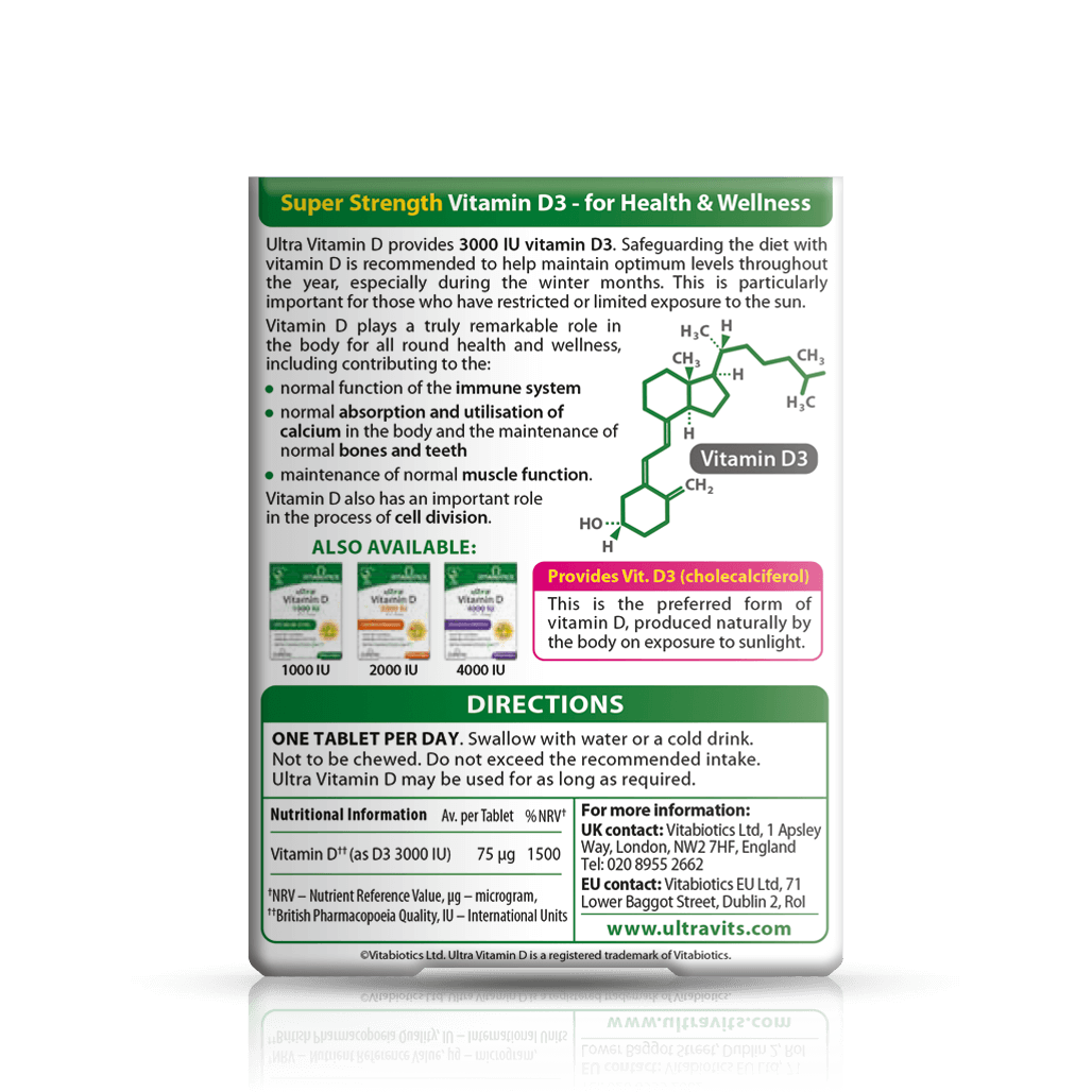 Ultra Vitamin D 3000IU By Vitabiotics® | Vitamin D Tablets