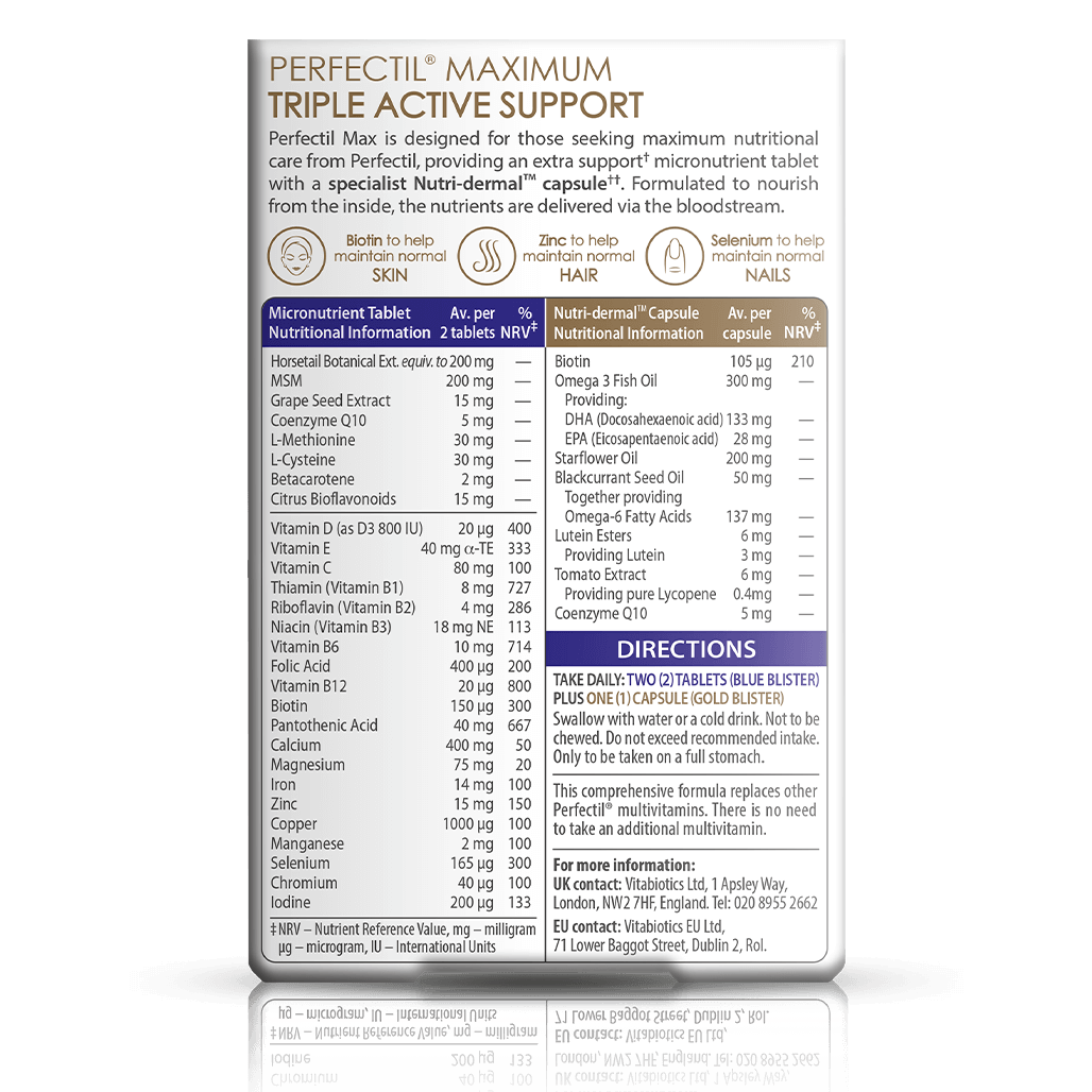 Perfectil® Max | Skin, Hair & Nails Supplement | Vitabiotics