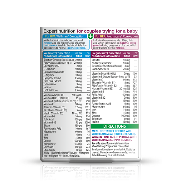 Pregnacare® Him & Her Conception Tablets | By Vitabiotics