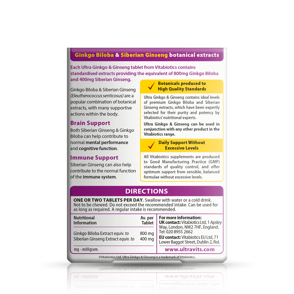 Ultra Ginkgo & Ginseng Tablets | Vitabiotics®